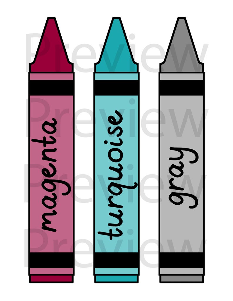Crayon Printables/clipart (labeled in English) - Etsy