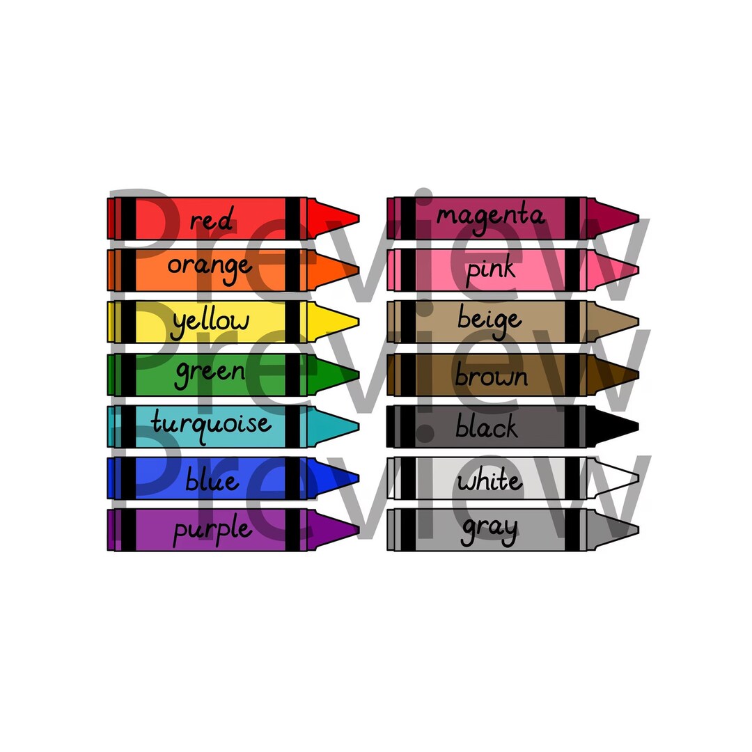 Crayon Printables/clipart labeled - Etsy UK