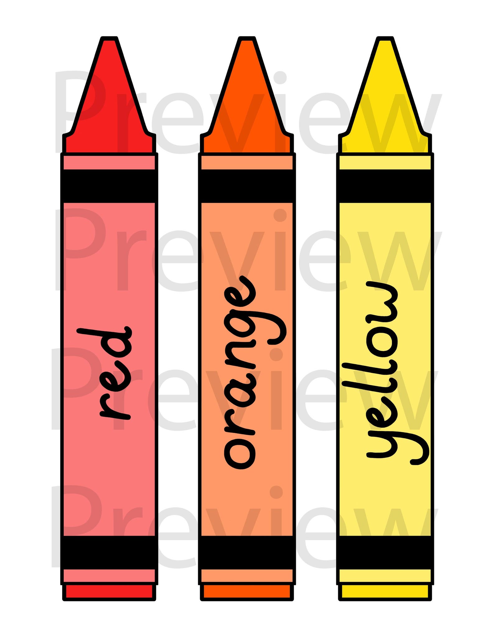 Crayon Printables/clipart (labeled in English) - Etsy