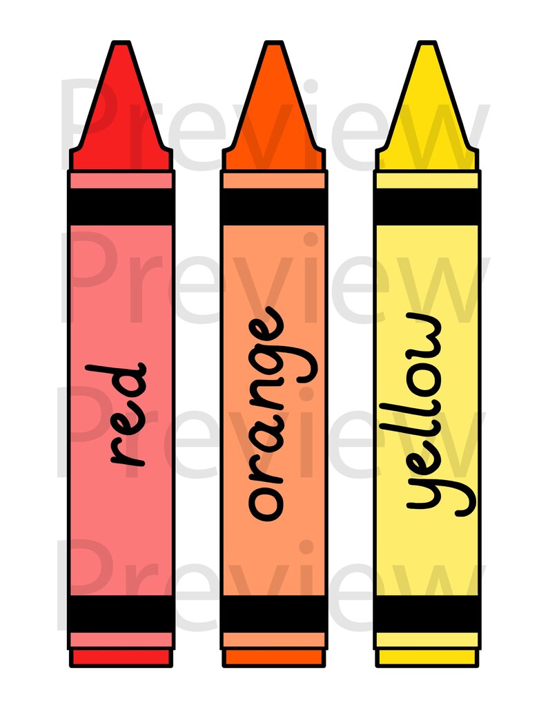 Crayon Printables/clipart (labeled in English) - Etsy