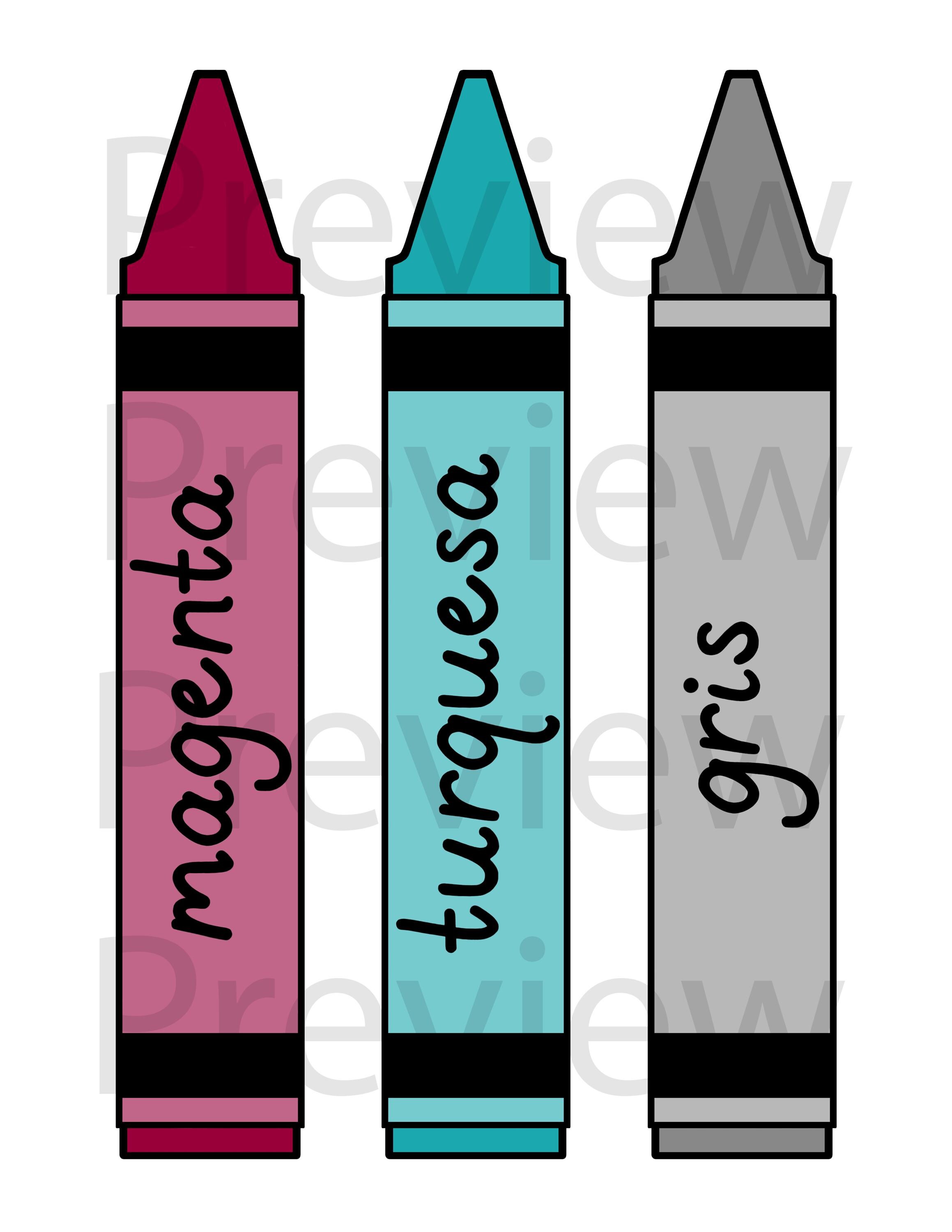 Spanish Labeled Crayons Clipart/printables - Etsy