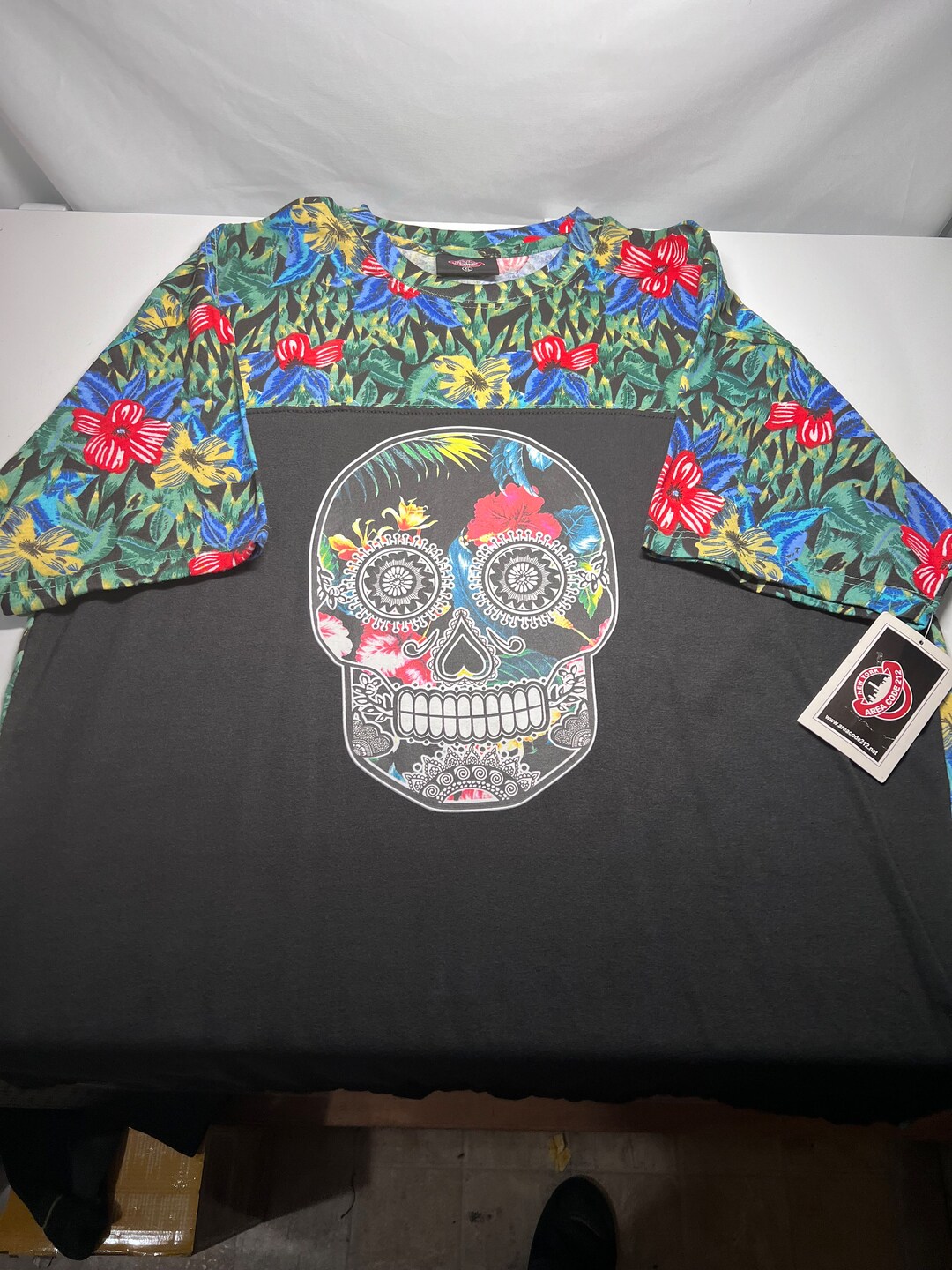 New York Area Code 212 Skull Floral Graphic XL Woman - Etsy