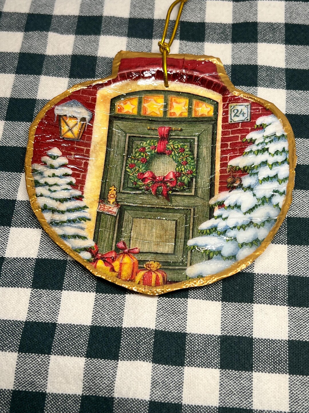 Scallop Shell Christmas Ornament 4 1/2” Decoupage - Etsy