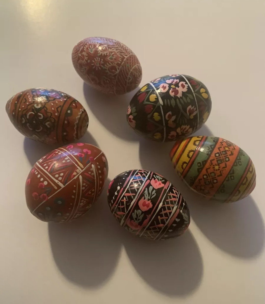 Vintage Ukraine Hand Painted Wooden Eggs Pysanky 6 Piece Set - Etsy