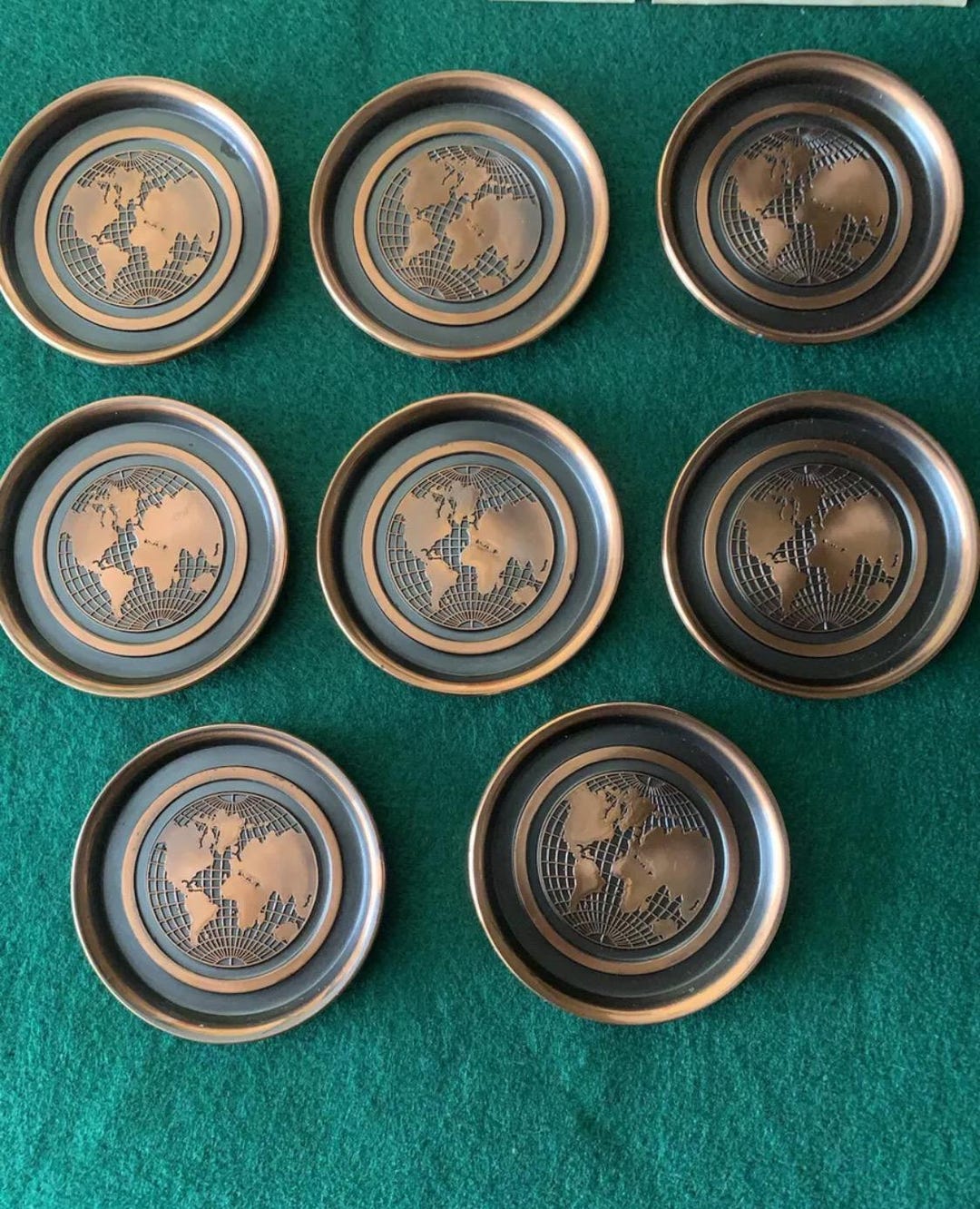 Hyde Park Co. Round World Coasters Set of 8 Two Tone Bronze - Etsy