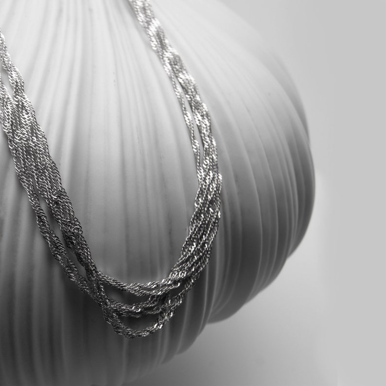 Multiple Singapore Chain Necklace Liquid Silver Necklace - Etsy