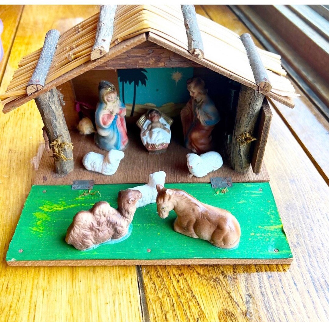 Vintage Musical Nativity Set Fold up Front- Made in Japan - Etsy