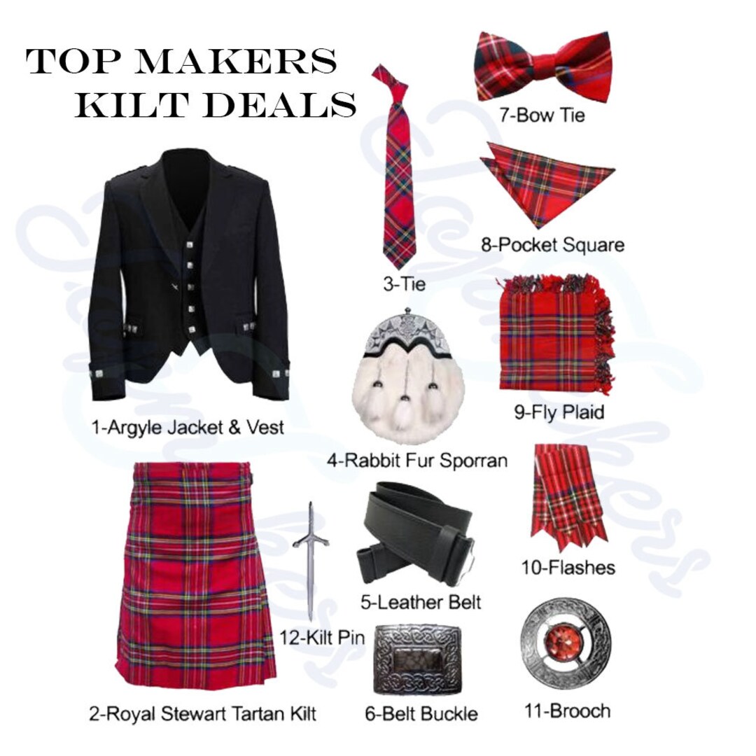 Choose Your Clan Tartan Traditional Kilt Scottish Outfit Package Deal ...