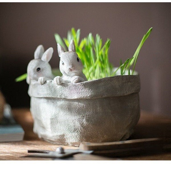 Rabbit Planter - Etsy