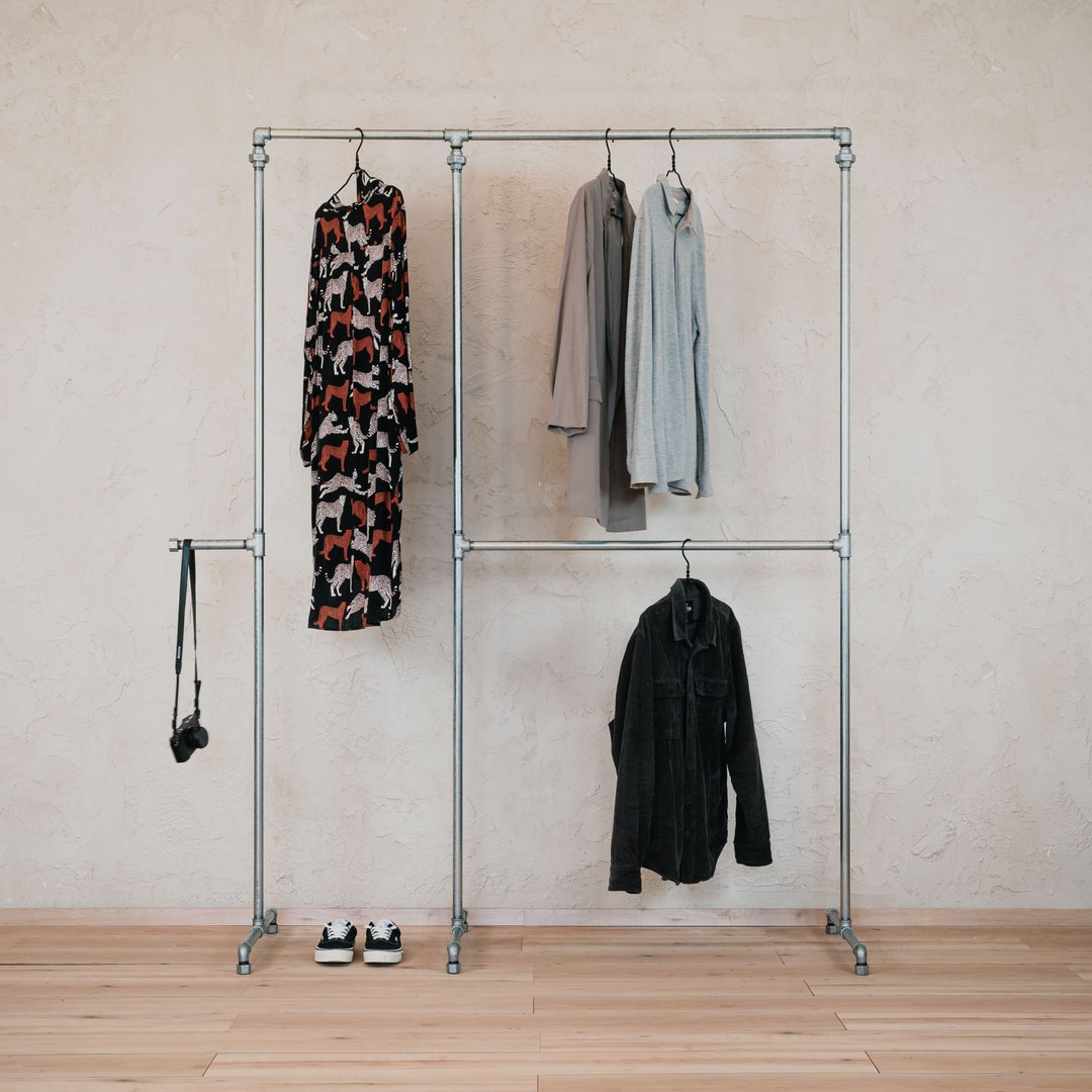 Clothes Rack Industrial Silver 3 Units Free-standing - Etsy