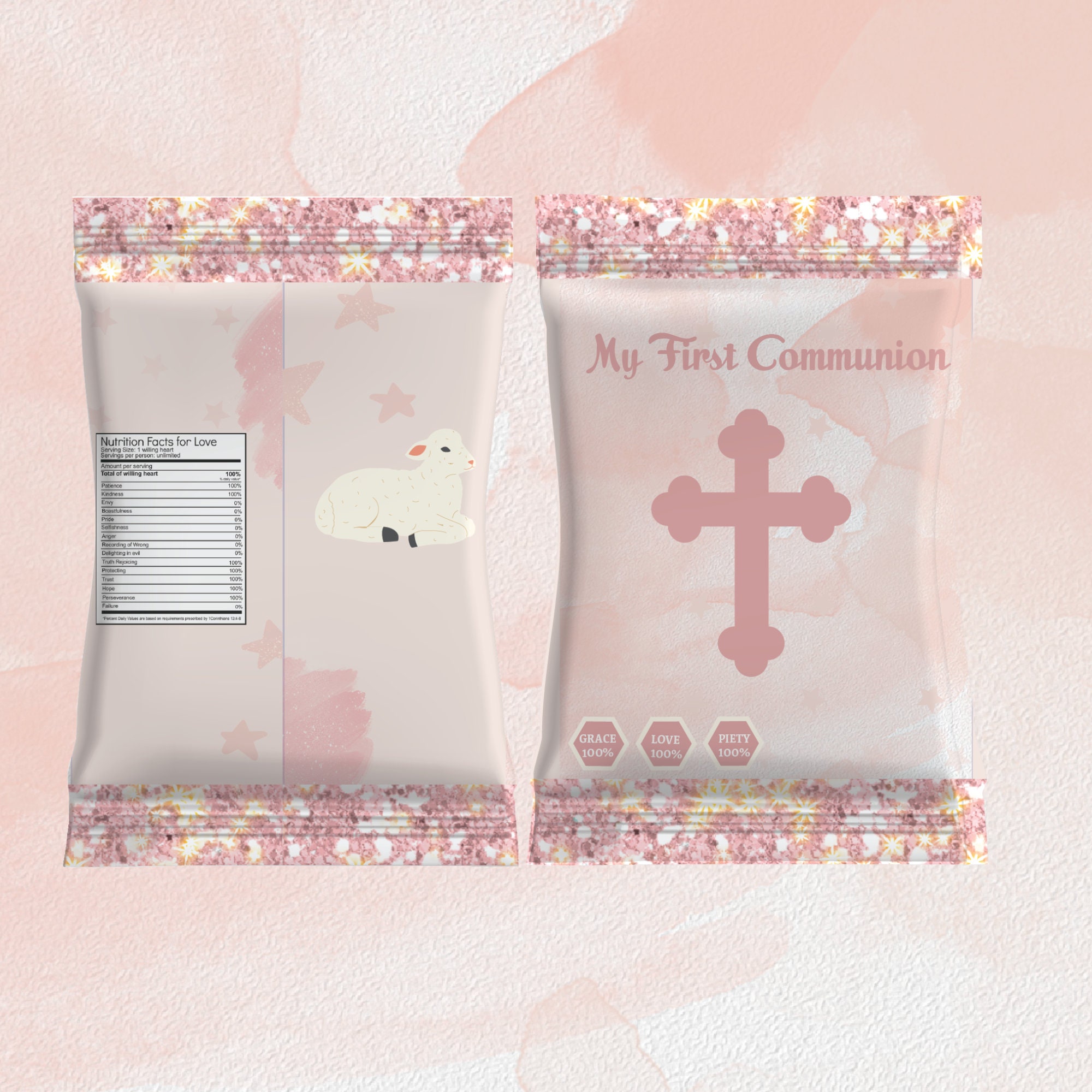 Printable First Communion Chip Bag Wrapper -girl’s Holy Communion Chip ...