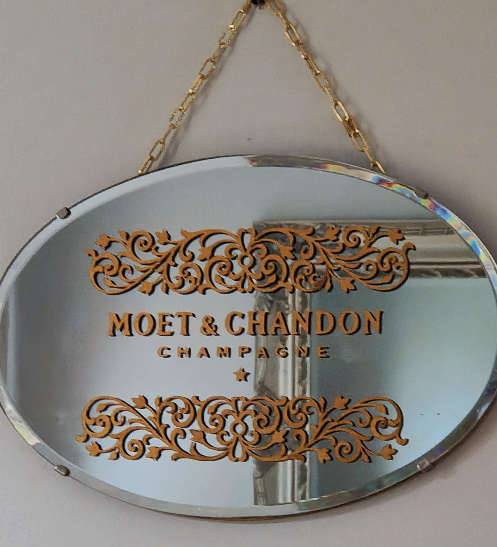 Moet & Chandon Champagne Handpainted Designed Bar Mirror Art Deco ...
