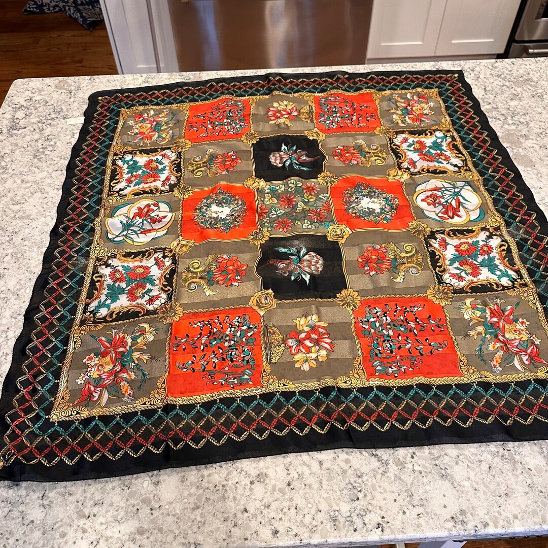 Berkshire Made in Italy 34 Inch Square Scarf Floral Patchwork Square ...