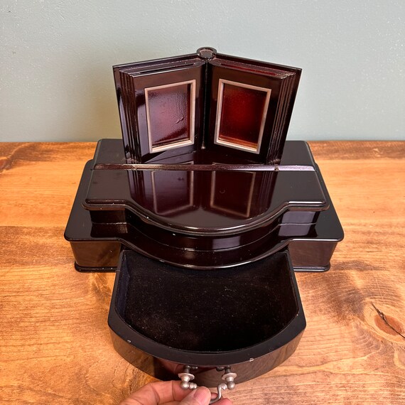 Solid Wood Lacquered Double Photo Frame Jewelry Box -… - Gem
