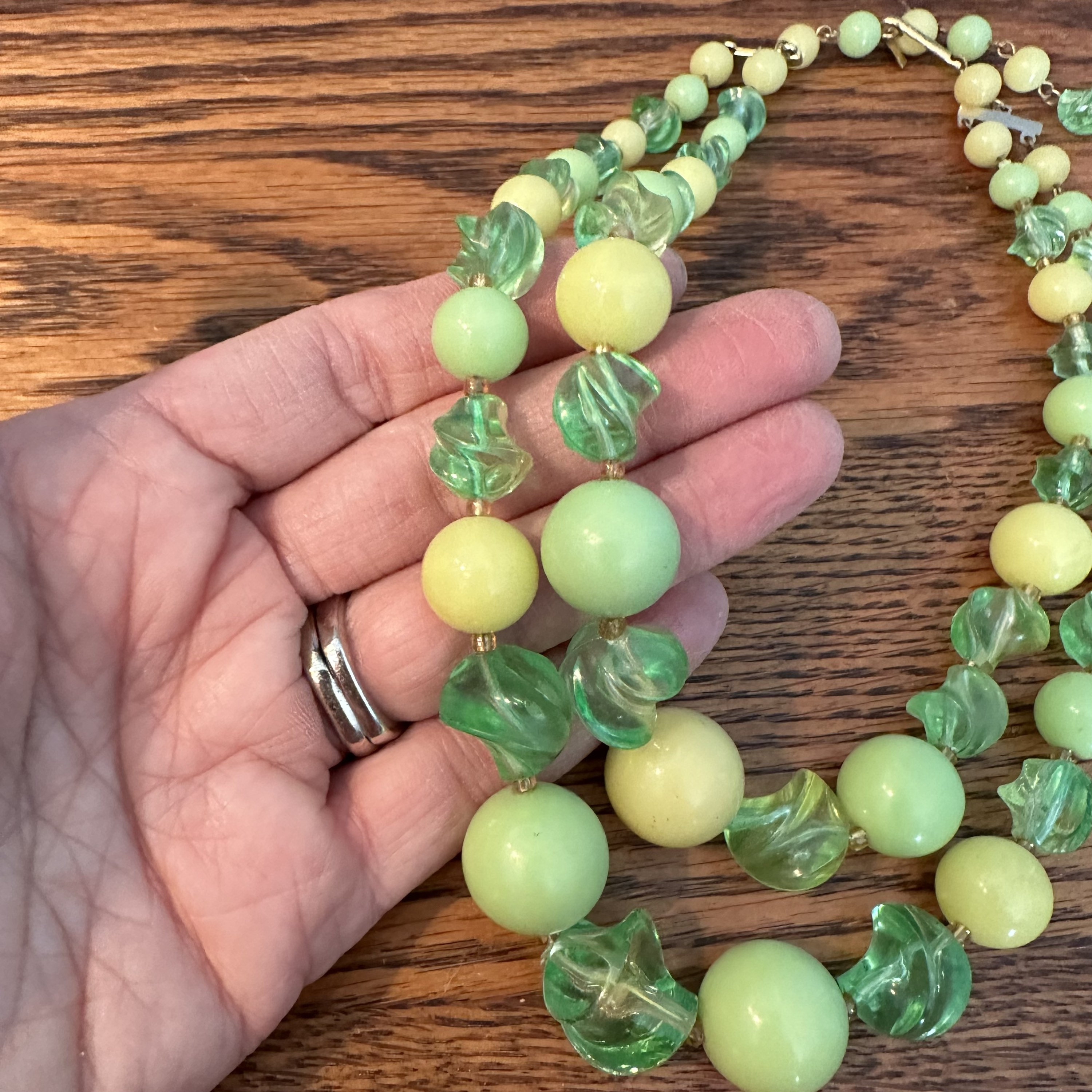 Green Double Strand Mid Century Beads Marked Germany Hook - Etsy