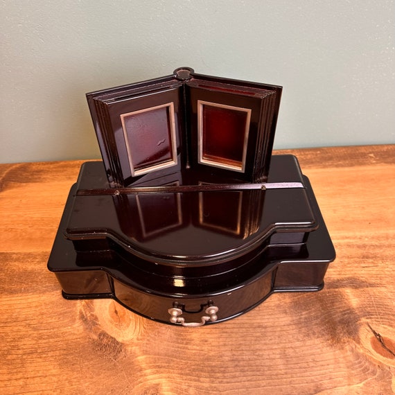 Solid Wood Lacquered Double Photo Frame Jewelry Box -… - Gem