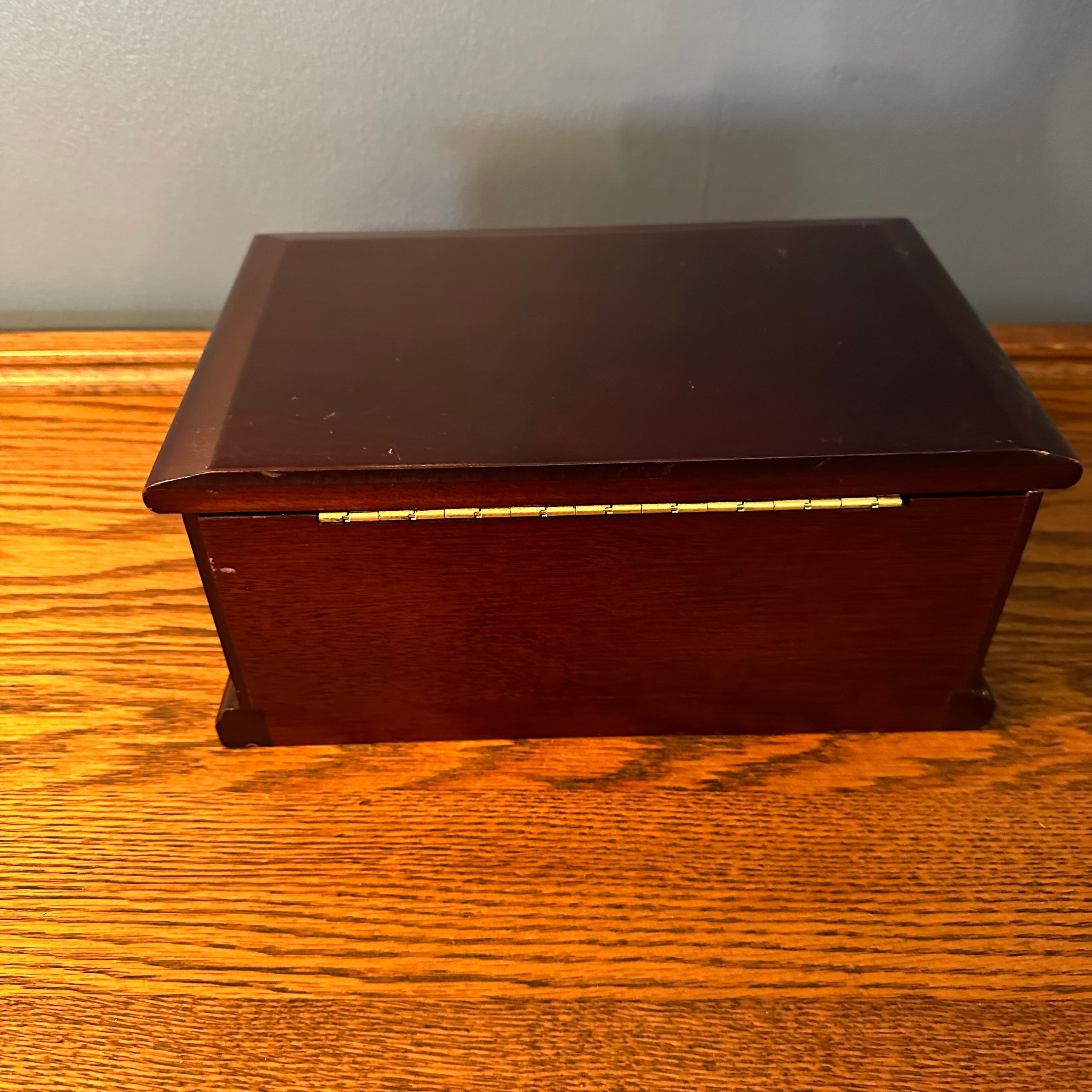 Dresser Top Jewelry Box Solid Wood Green Interior Mirror - Etsy