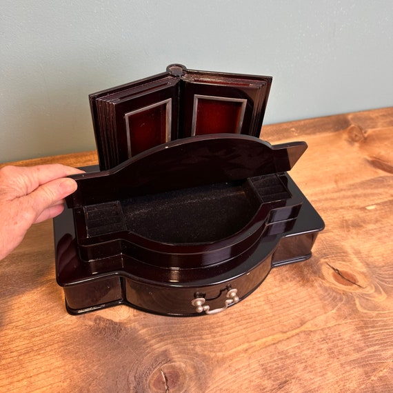 Solid Wood Lacquered Double Photo Frame Jewelry Box -… - Gem
