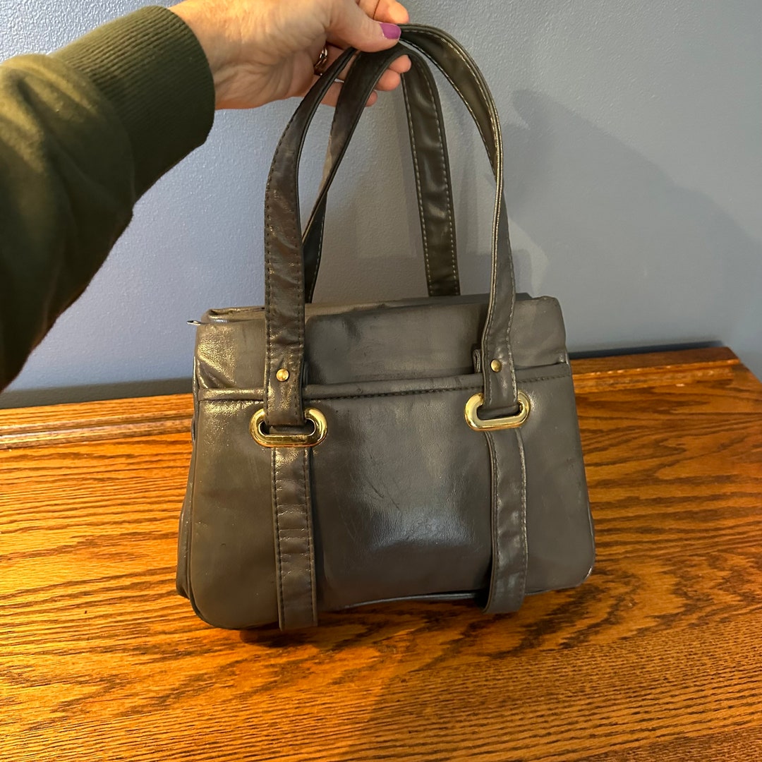 Mid Century Gray Multi Compartment Pocket Book - Ladies Vintage Purse ...