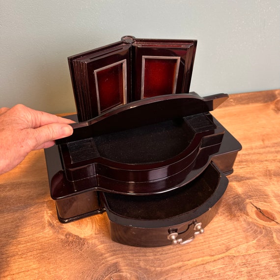 Solid Wood Lacquered Double Photo Frame Jewelry Box -… - Gem
