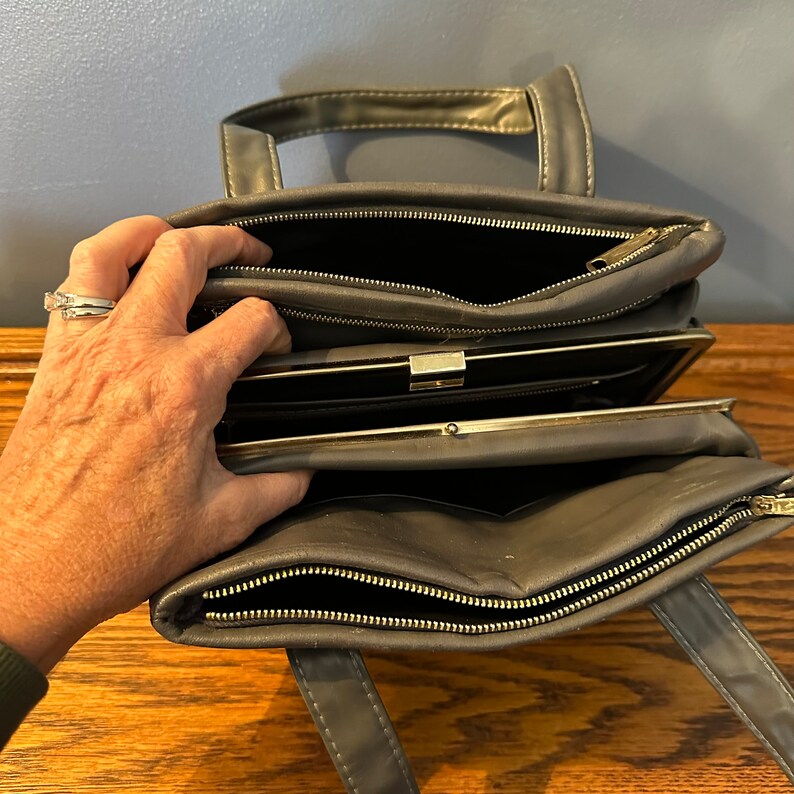 Mid Century Gray Multi Compartment Pocket Book Ladies - Etsy