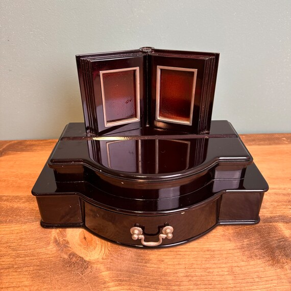 Solid Wood Lacquered Double Photo Frame Jewelry Box -… - Gem