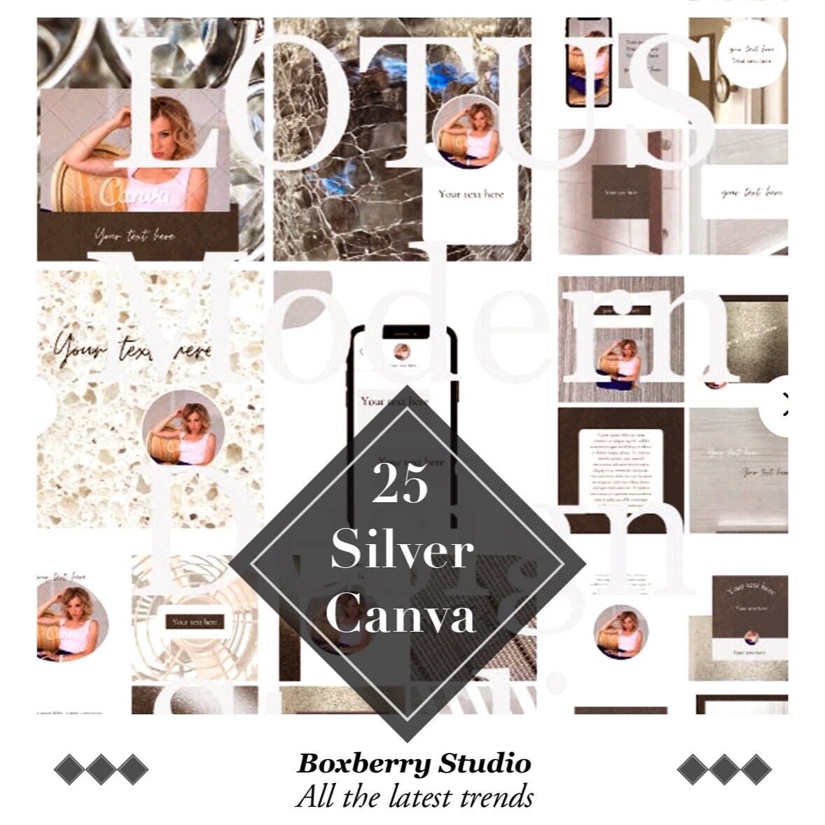 Editable Canva Template Instagram White and Silver - Etsy