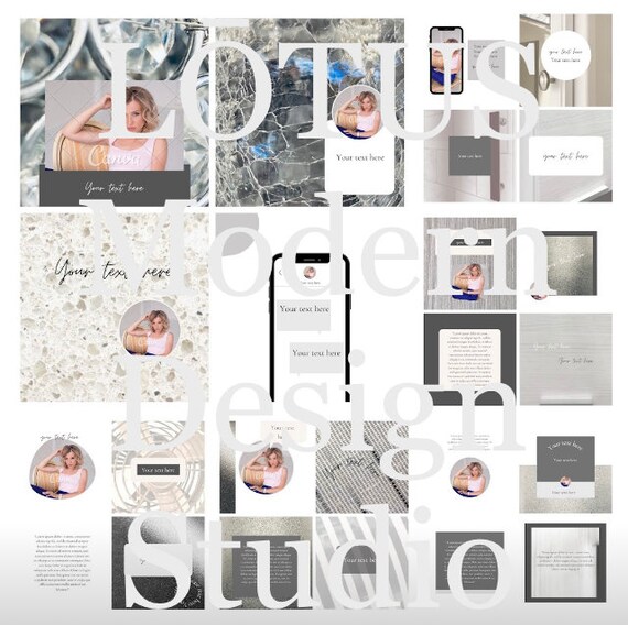 Editable Canva Template Instagram White and Silver | Etsy