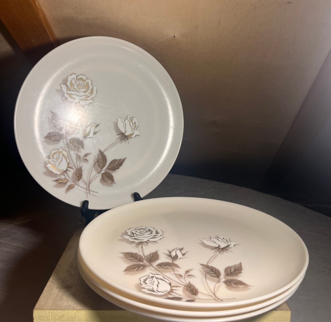 Set of 4 HTF Vintage 1960s Lenox Ware Melmac Rose Pattern Dinner Plates ...