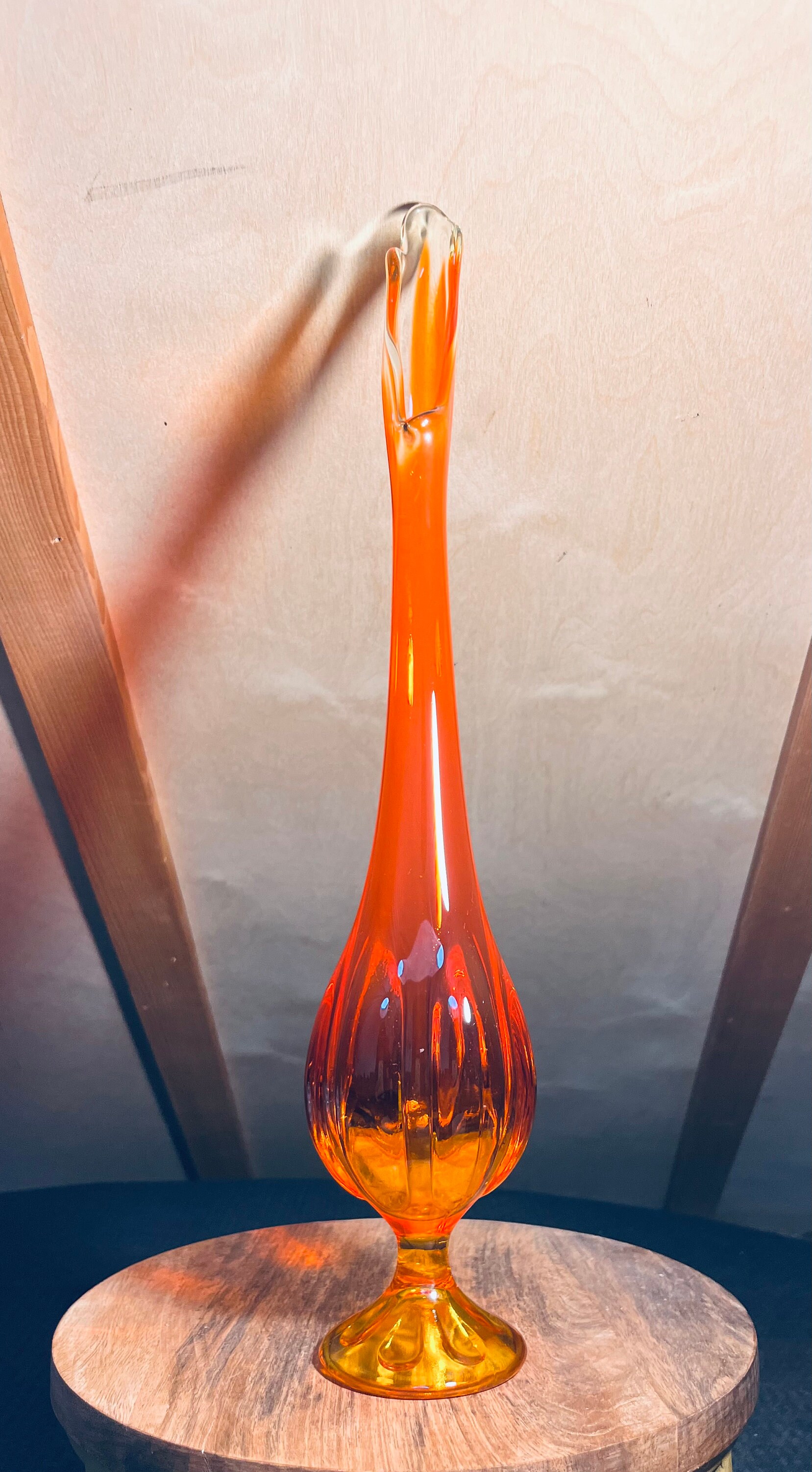 Viking Glass Persimmon 6 Petal Swung Vase 18 - Etsy