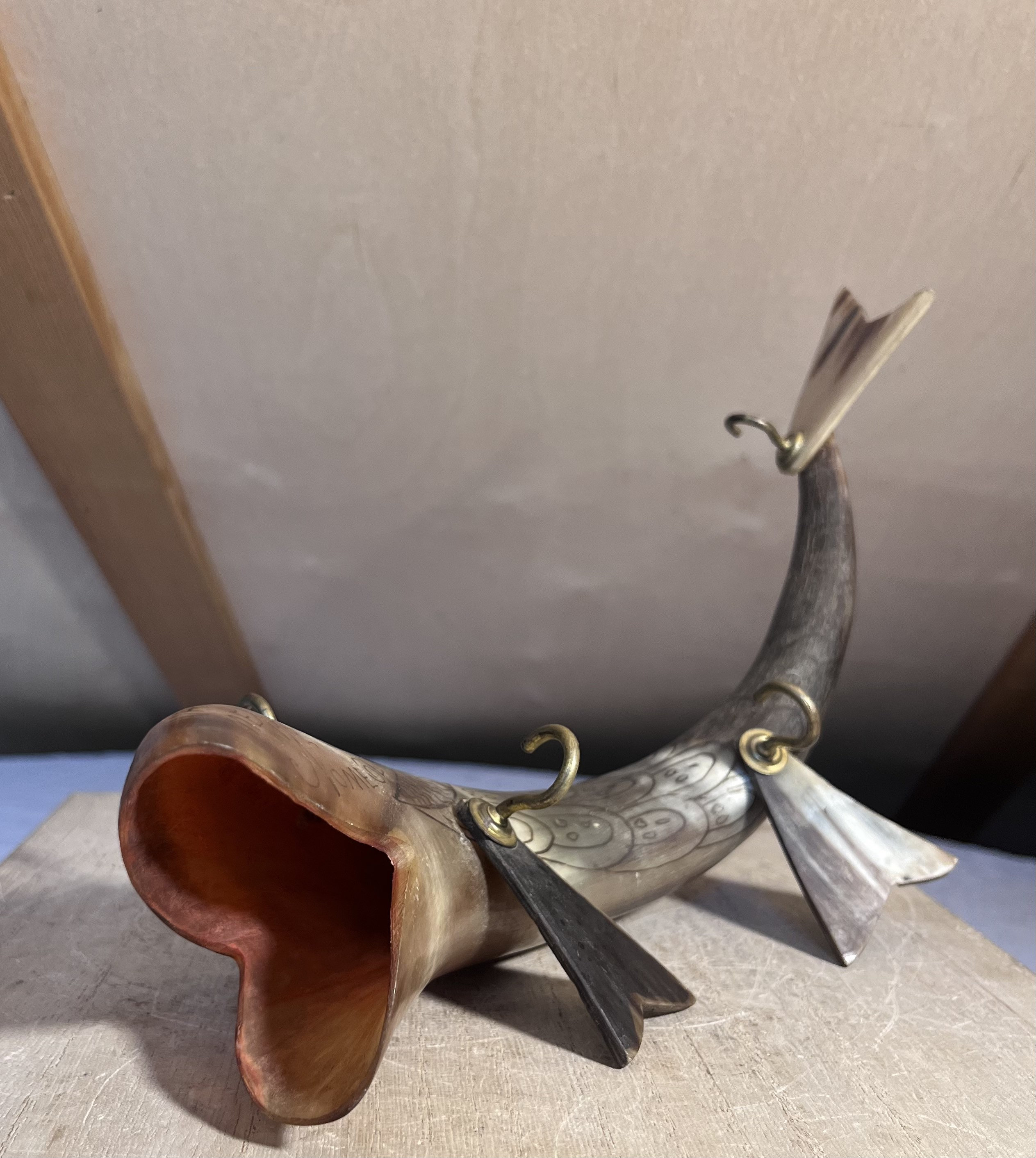 Antique 1915 Scrimshawed Horn, Fish Shaped Souvenir - Etsy