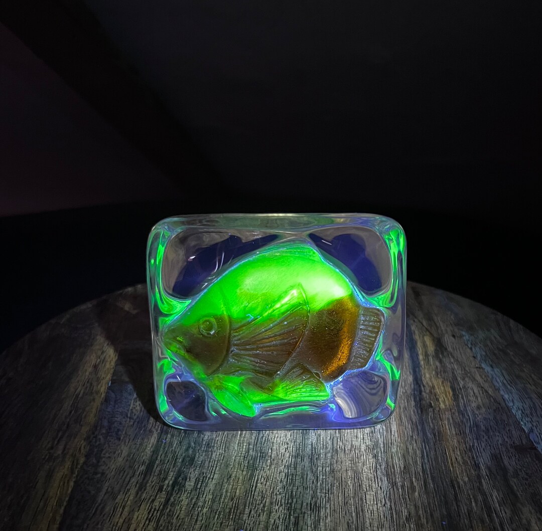 Daum Nancy Uranium Glass Fish Paperweight - Etsy