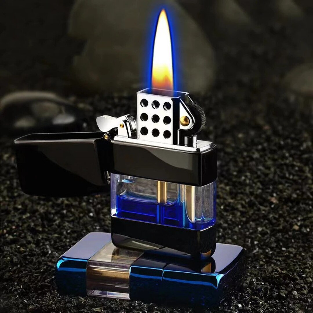 Butan Gas Feuerzeug Zippo Transparent Oil Tank Metall Fackel Feuerzeug ...
