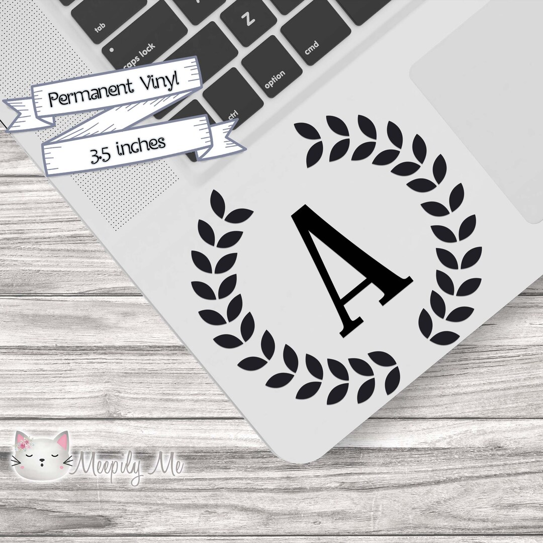 Customizable Modern Monogram Leaf Frame Vinyl Decal for - Etsy