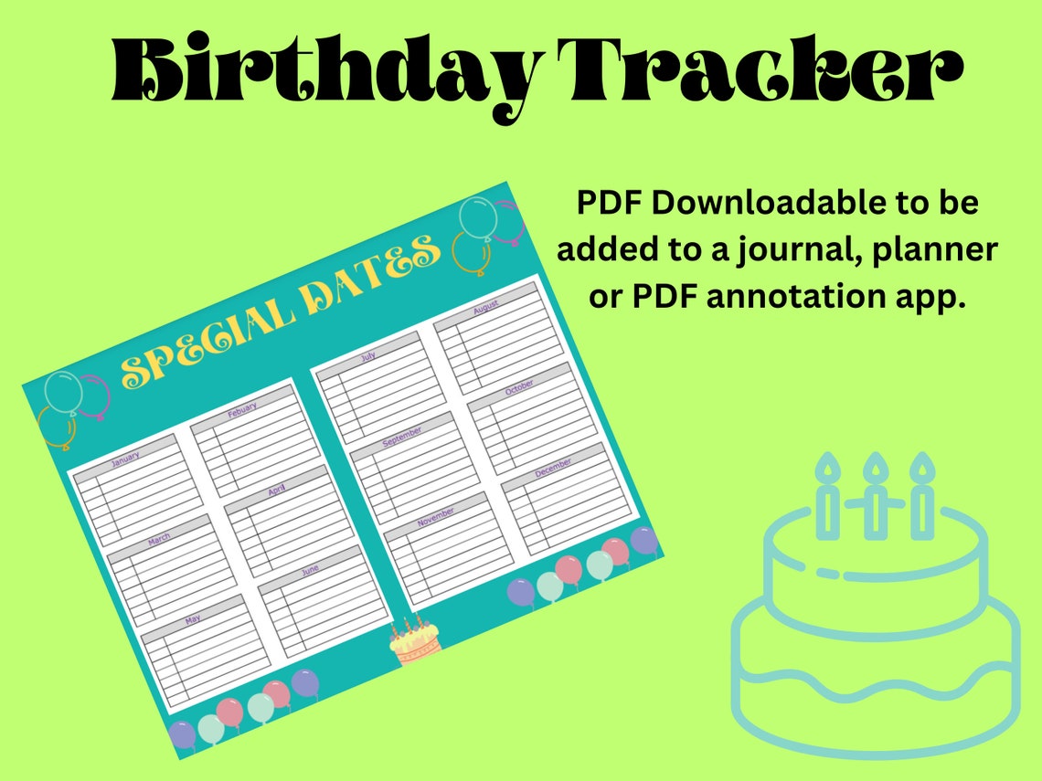 Birthday Planner Printable Tracker Birthday Calendar Wall Hanging ...