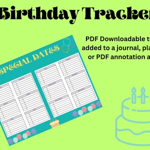 Birthday Planner Printable Tracker Birthday Calendar Wall Hanging ...