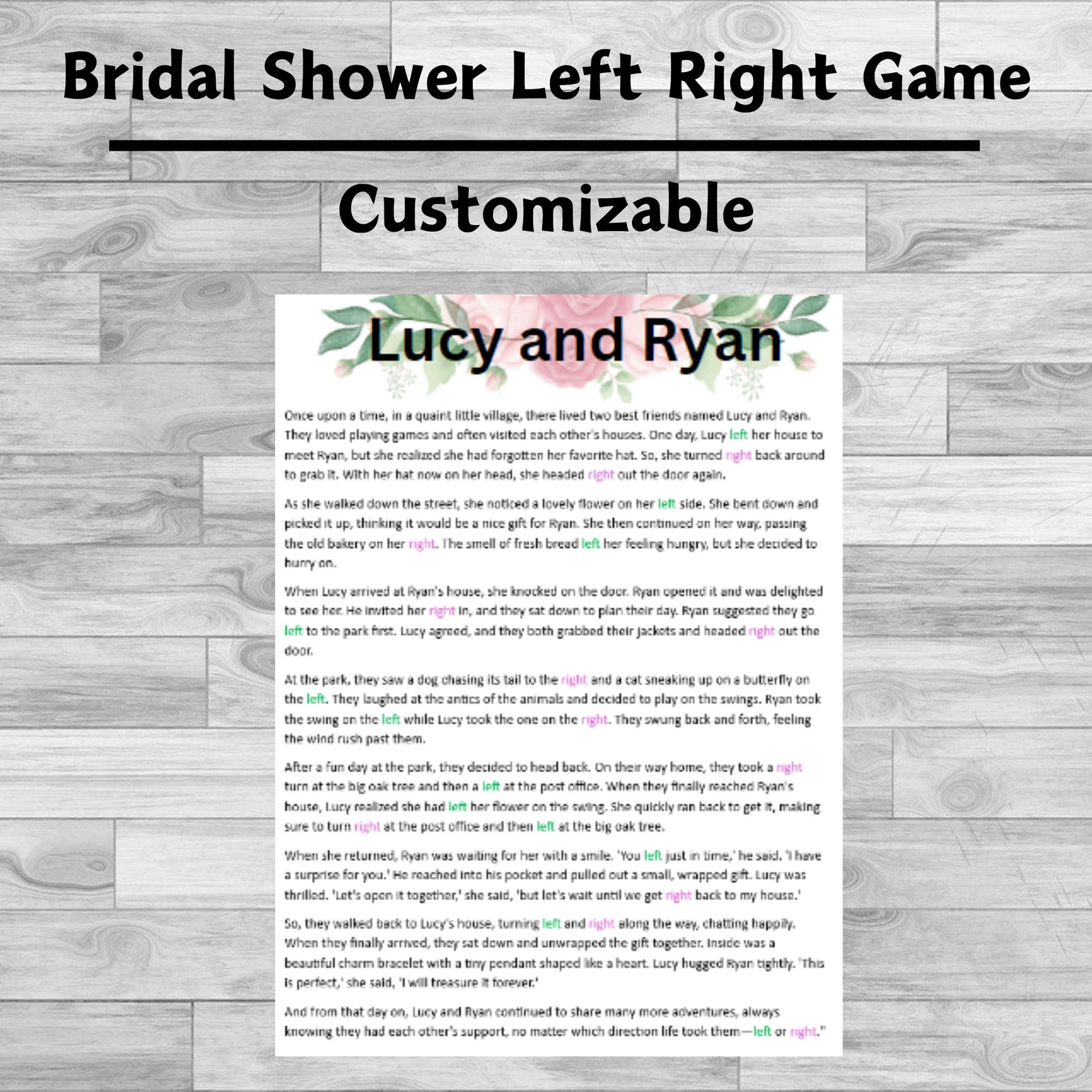 Left and Right Game, Bridal Shower Game Prize, Pass the Prize Game ...