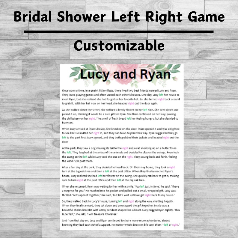 Left and Right Game, Bridal Shower Game Prize, Pass the Prize Game ...