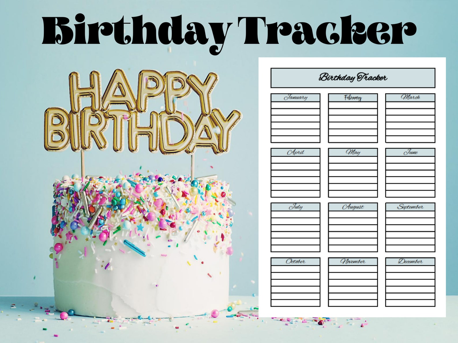Birthday Planner Printable Tracker Birthday Calendar Wall Hanging ...