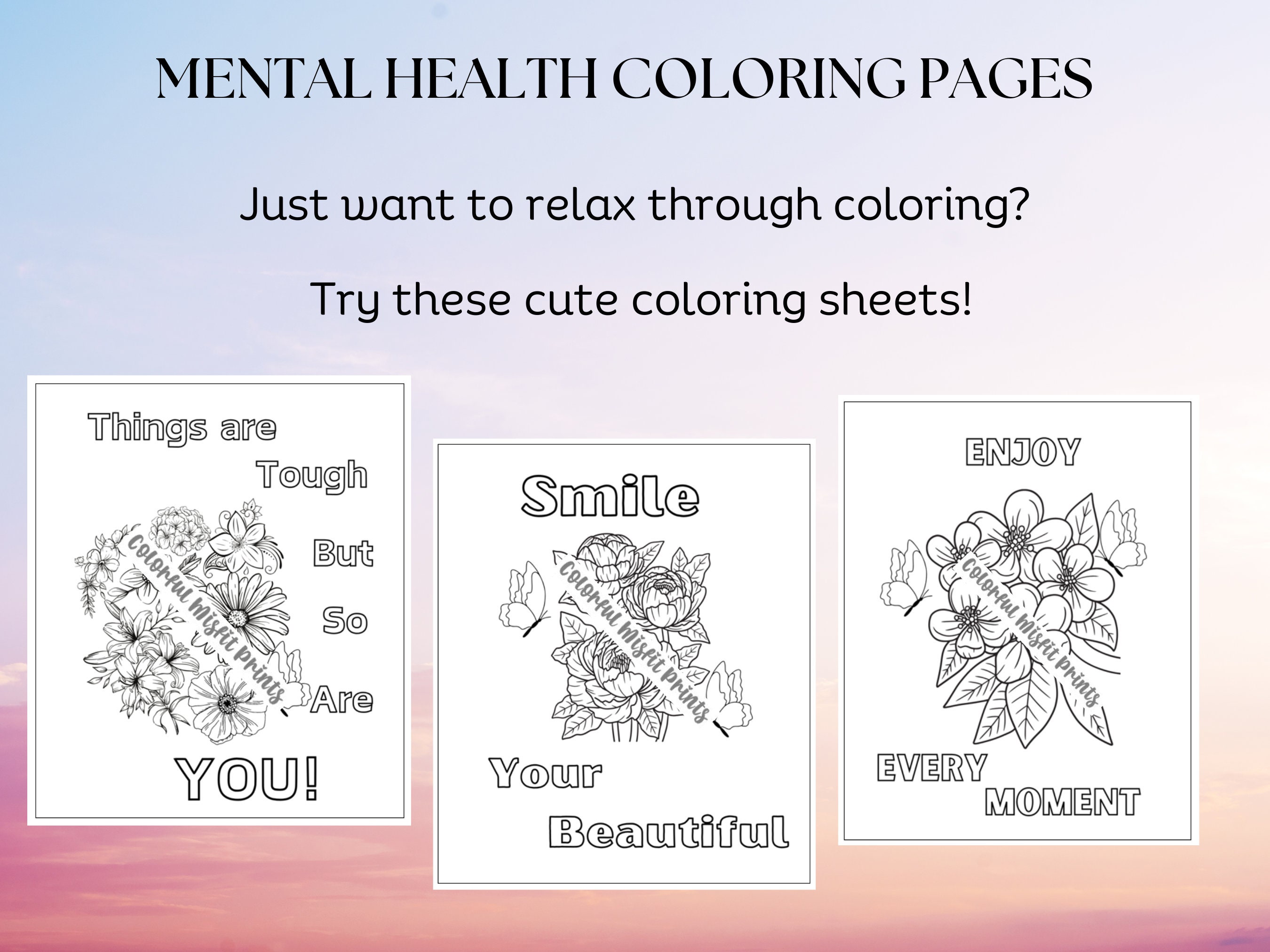 Mental Health Coloring Pages Anxiety Relief Therapy Relaxation Self ...
