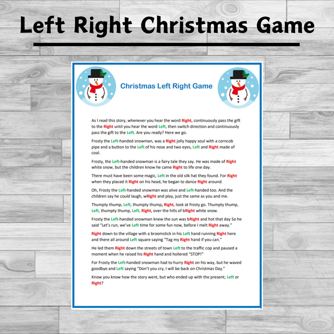 Left Right Christmas Game, Pass the Gift Game, Left Right Game ...
