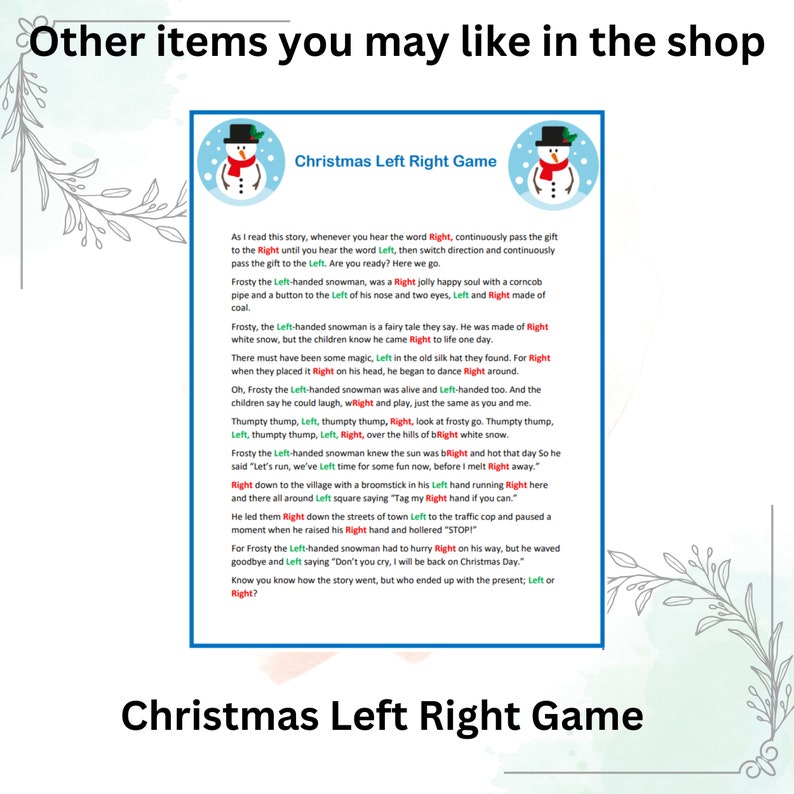 Left and Right Game, Bridal Shower Game Prize, Pass the Prize Game ...