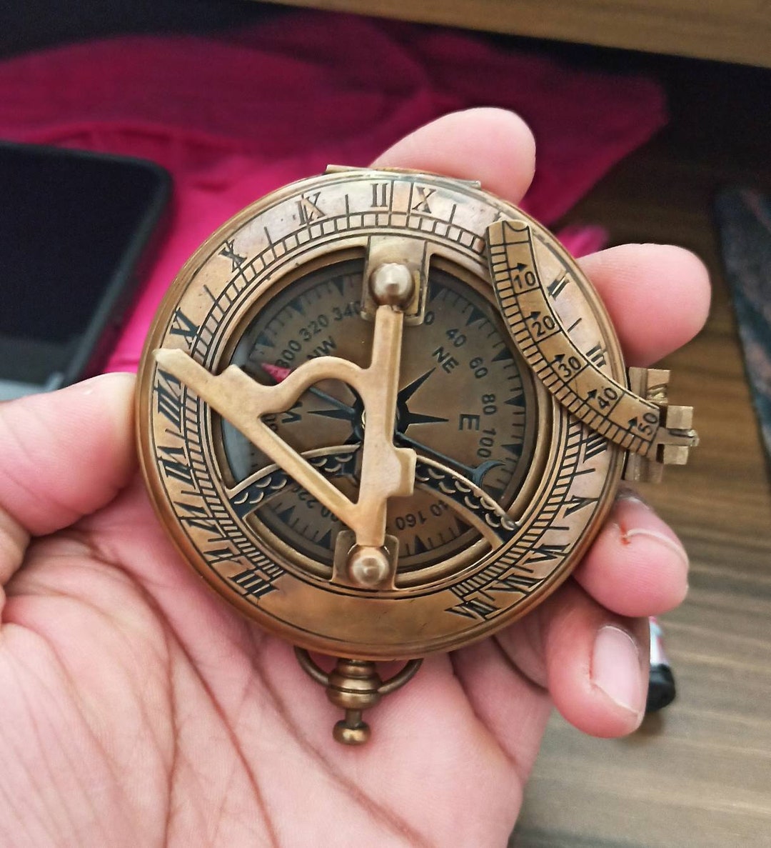 Brass Sundial Compass, Personalized Working Compass, Engraved Compass ...