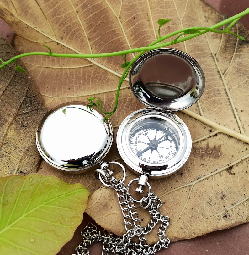 Personalized Working Compass Custom Engraved Compass Silver Etsy