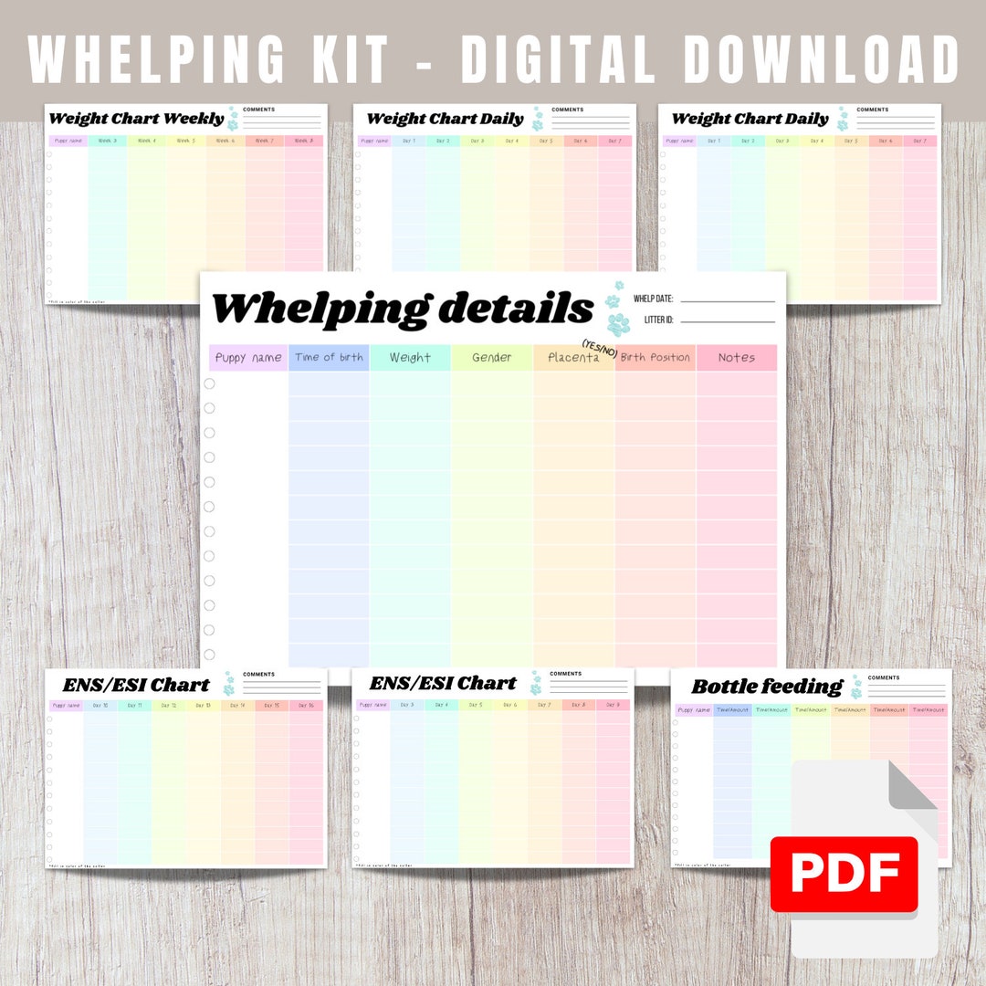 Whelping Chart - PDF Digital Download - Etsy