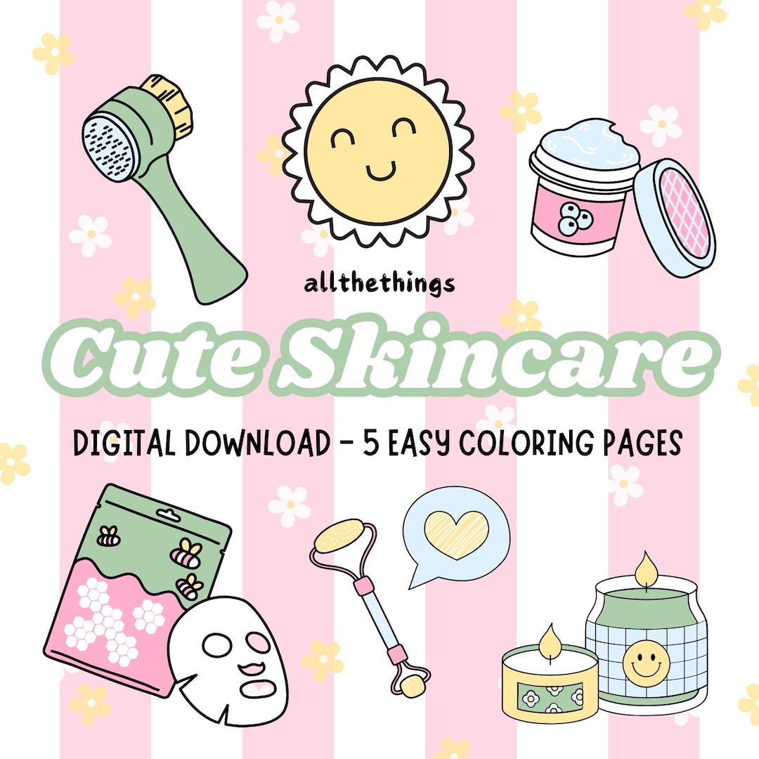 Cute Skincare Coloring Pages – 5 Digital Download Pages for Girls ...