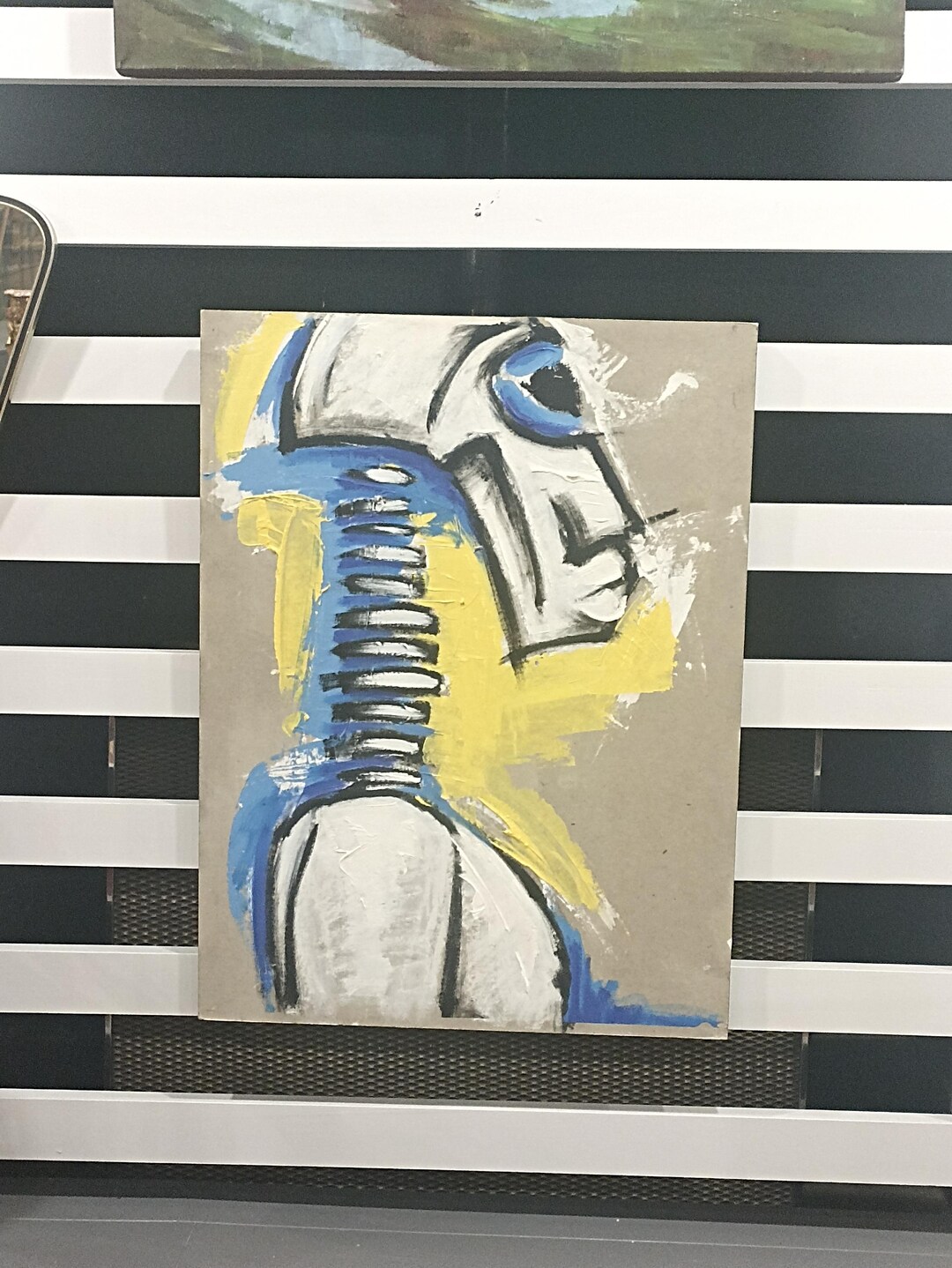 Oil Acrylic Painting on Panel Skeleton Street Art Brut Signed Walter ...