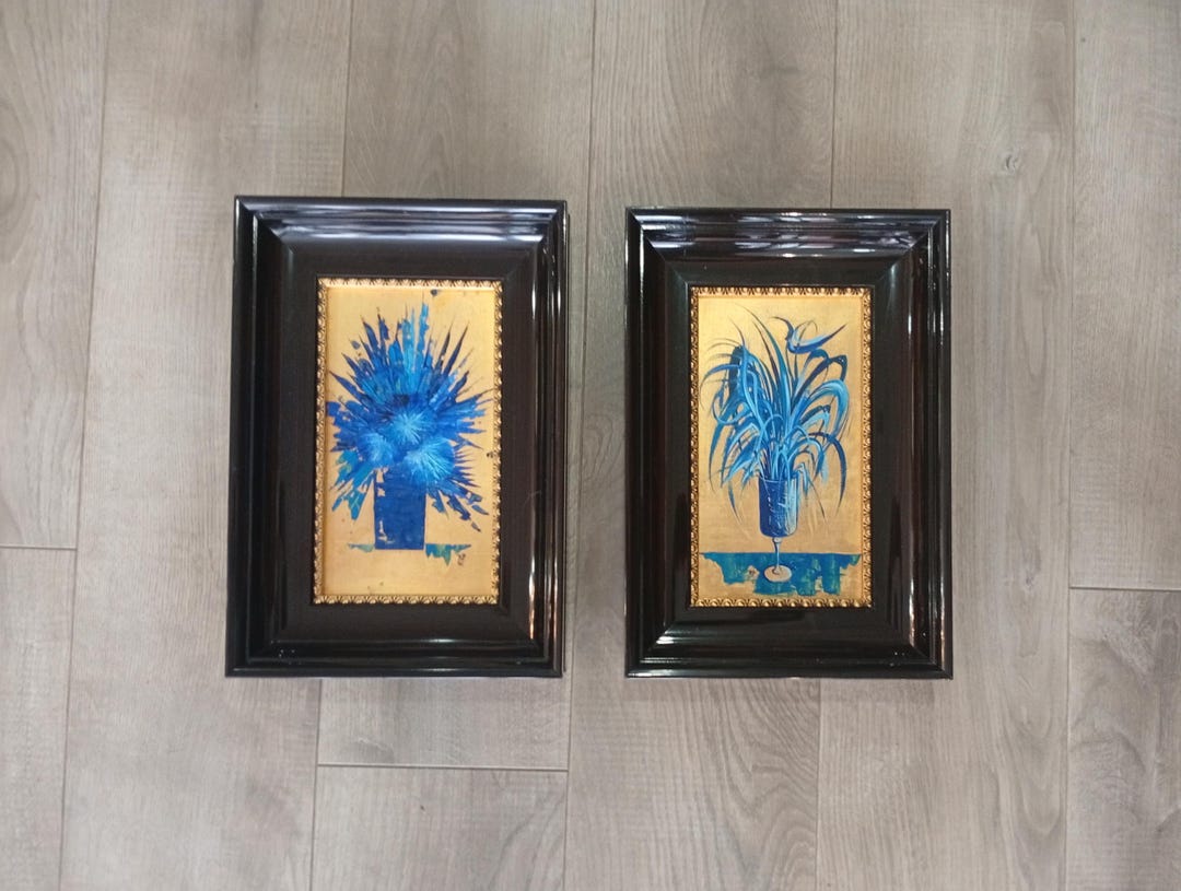 Set of 2 Two Paintings Bouquet Stylized Deconstructed Modern Painting ...