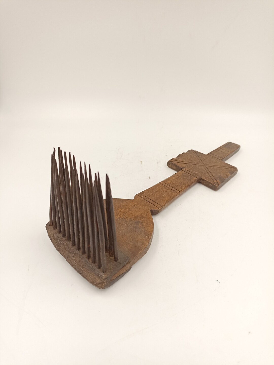 Carding Comb Old Monoxyl Wood Carved in the Mass and Raw Iron African ...