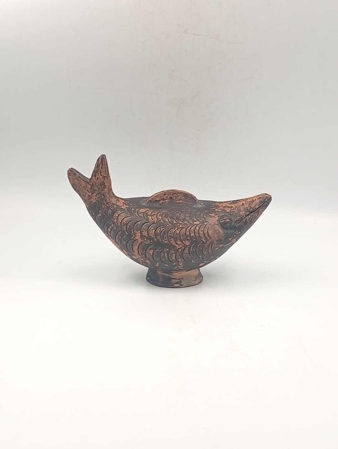 Zoomorphic Fish Statuette Ceramic Terracotta Patinated Pottery Vintage ...